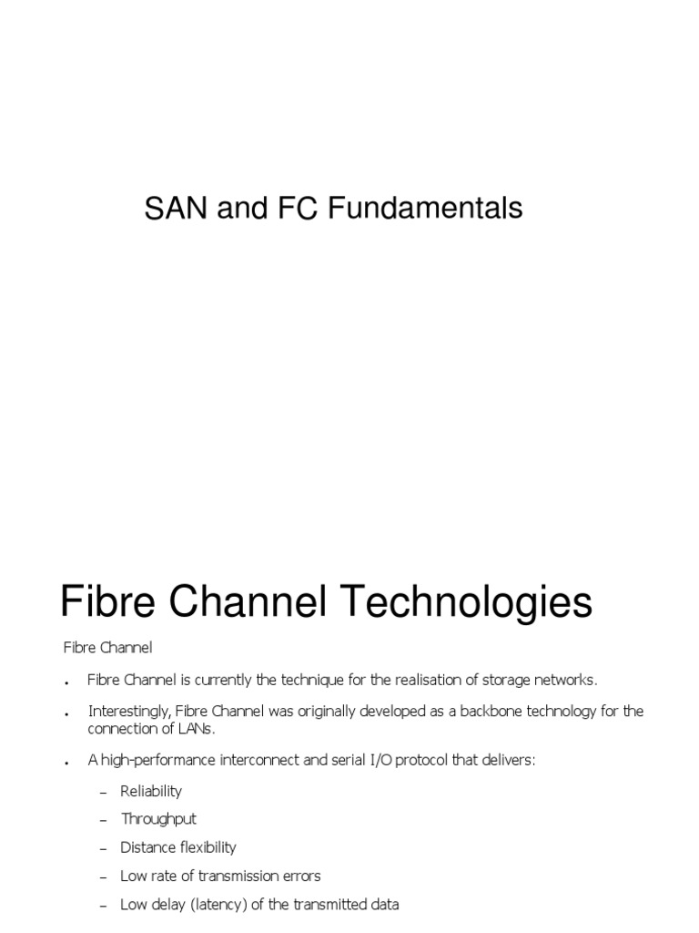 SAN and FC Fundamentals | PDF | Network Topology | Network Switch