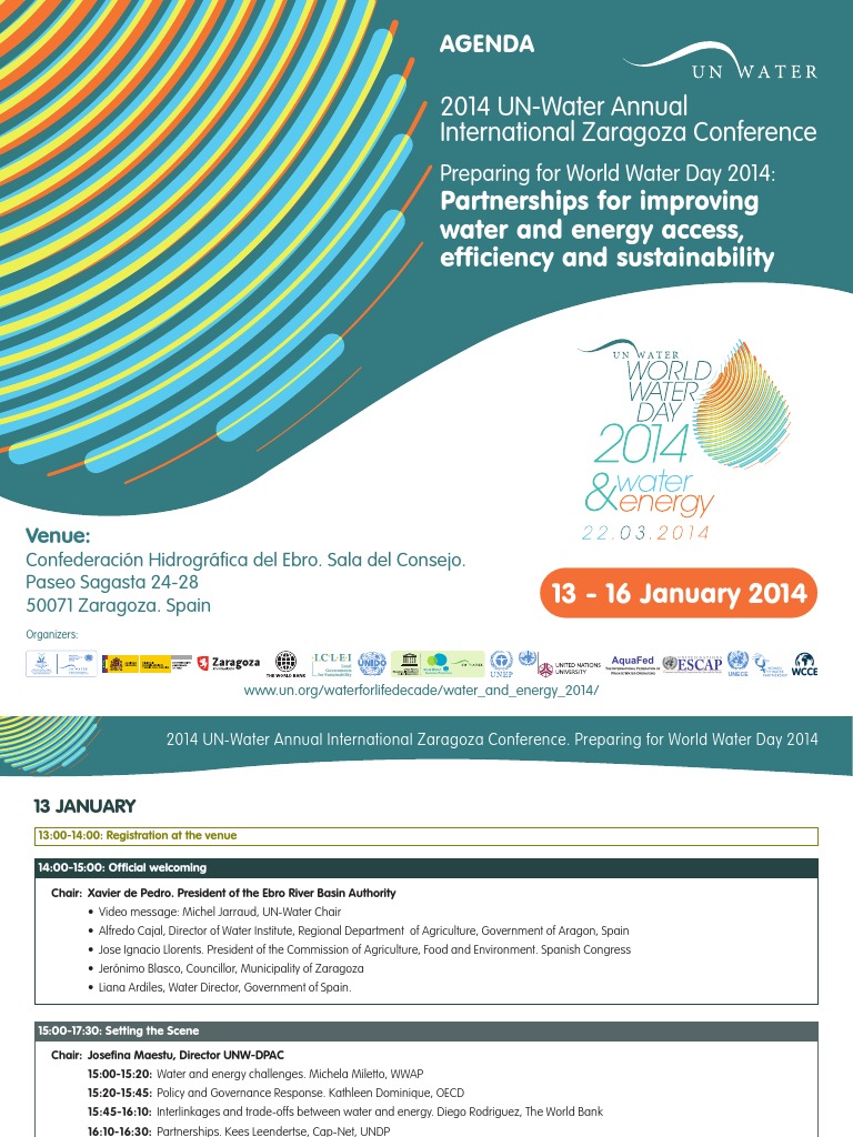 Agenda Un Water Conference Water and Energy | PDF | Sustainability ...