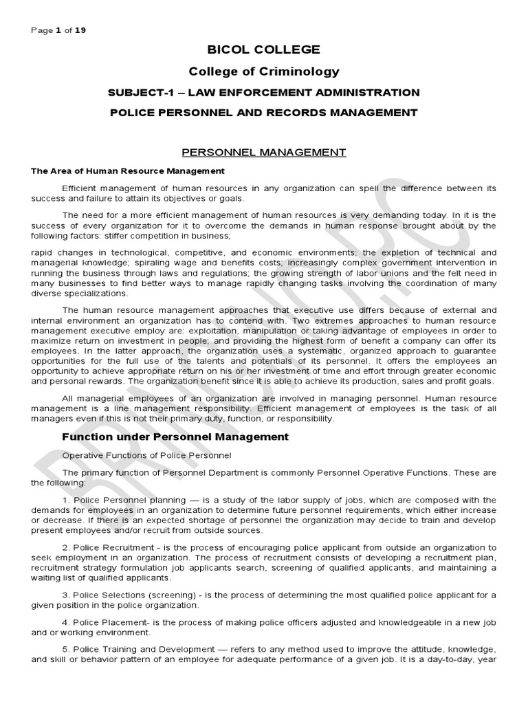Police Personnel Management Guide | PDF | Inspector | Employment
