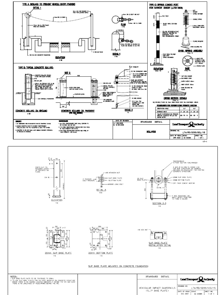 LTA Standard Details for Bollards and Kerbs | PDF | Pedestrian Crossing ...