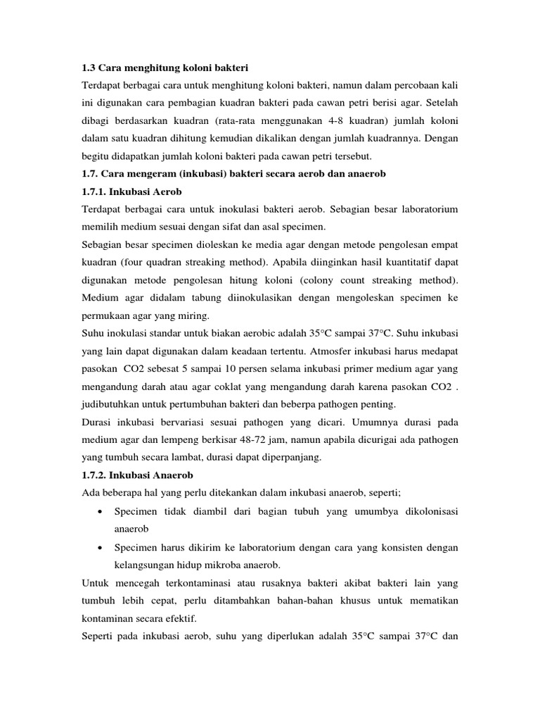 Menghitung Koloni Bakteri, Cara Inkubasi Bakteri Dan Phosfate Buffer ...