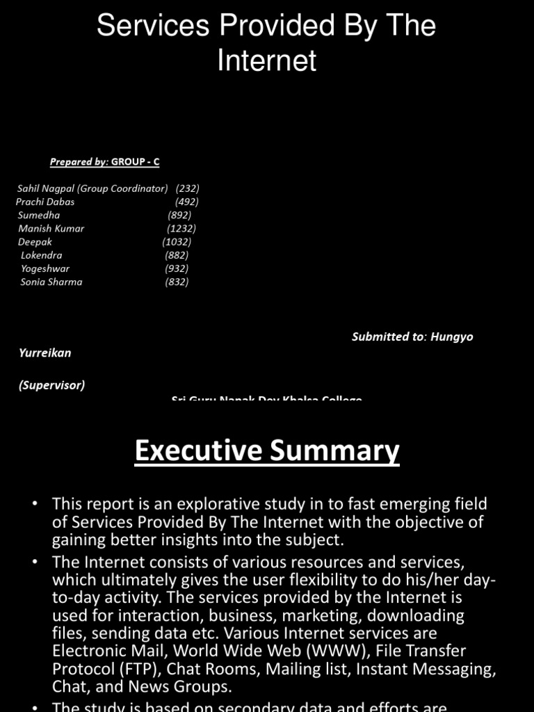 Services Provided by The Internet | PDF | Email | Internet