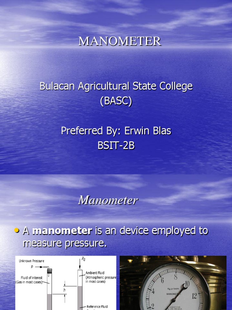 Manometer Power Point | PDF | Pressure Measurement | Pressure