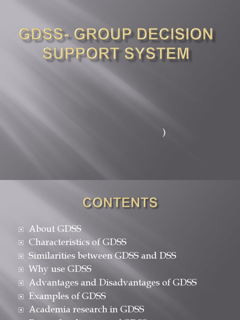 GDSS- Group Decision Support System | Decision Support System | Usability