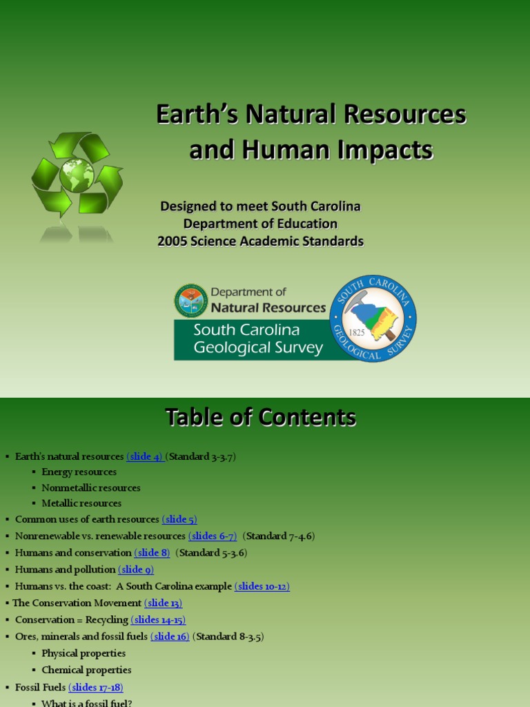 Earth's Natural Resources and Human Impacts | PDF