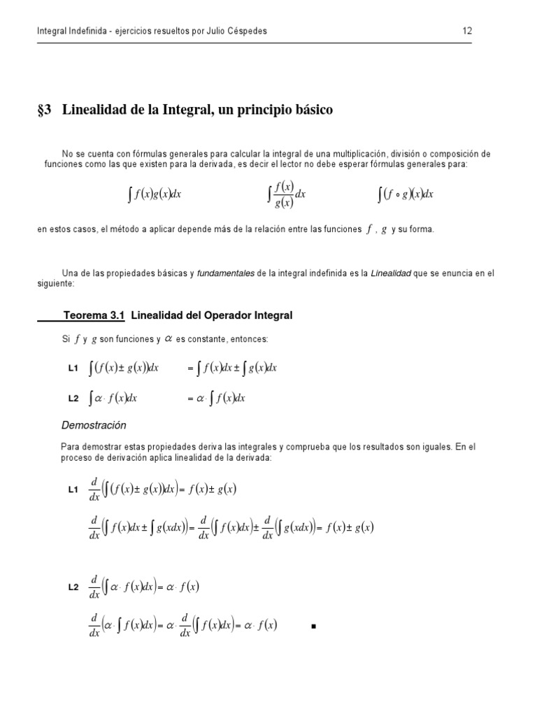 3 Linealidad de La Integral | PDF | Integral | Derivado