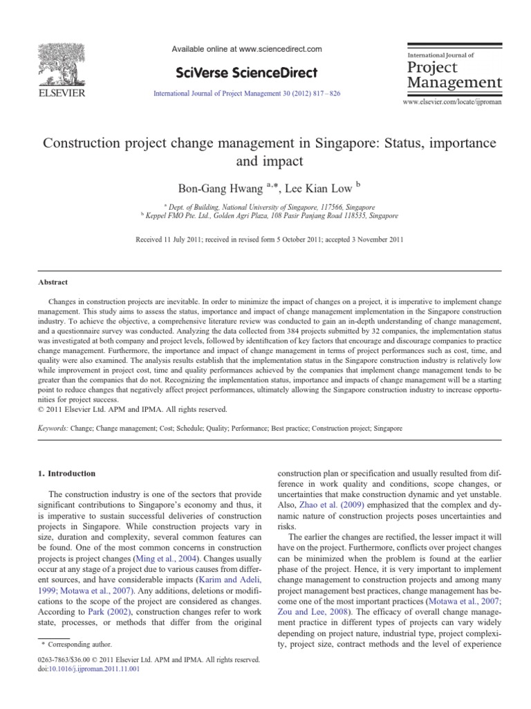 Construction Project Change Management in Singapore | PDF | Survey ...