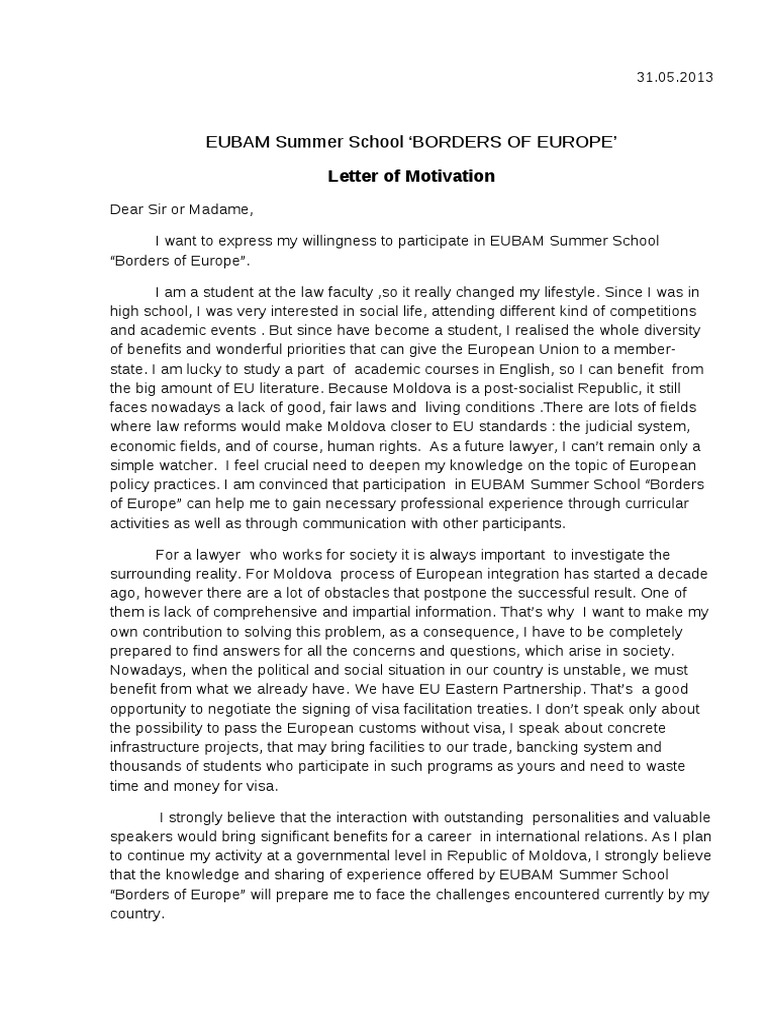 Motivation Letter | PDF | Eurozone | Euro