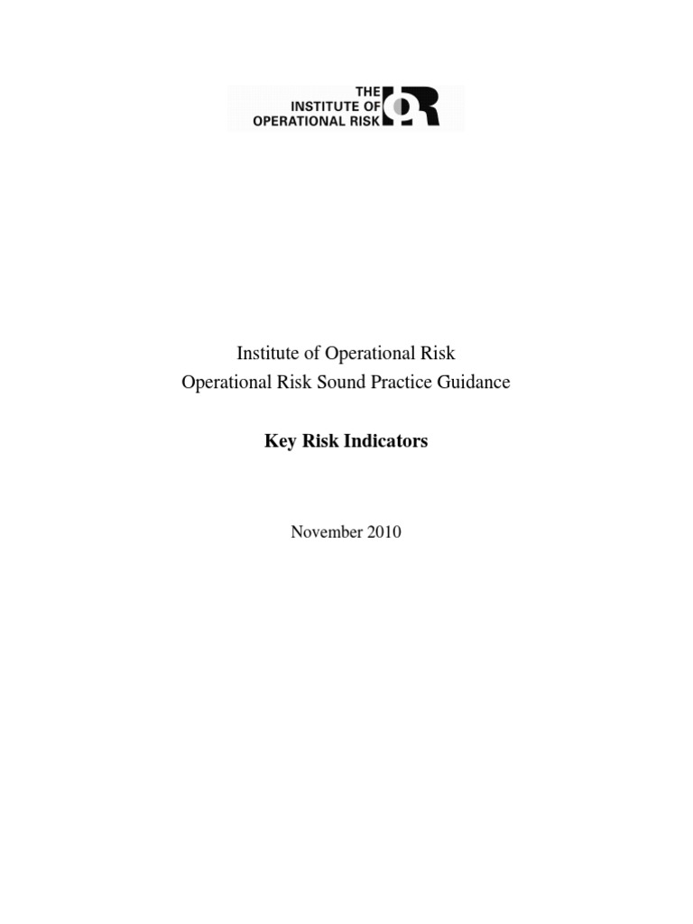 Institute of Operational Risk-OpRisk Guidance | PDF | Operational Risk ...