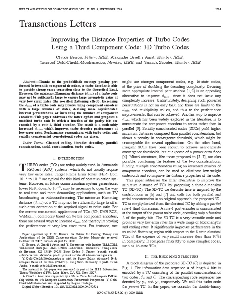 3d Turbo Codes | PDF | Forward Error Correction | Code