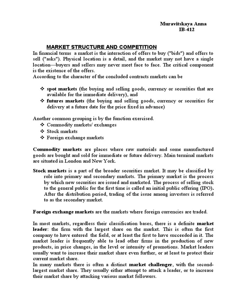Market Structures and Competitive Dynamics | PDF | Monopoly | Oligopoly