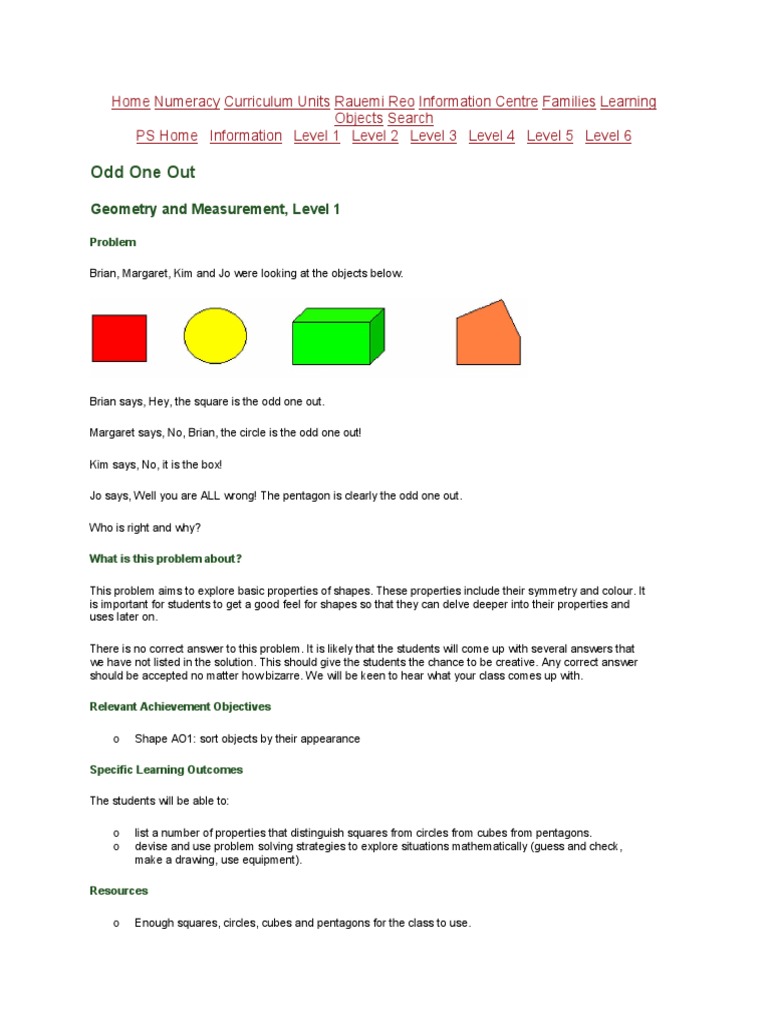 Geometry6 - Odd One Out | PDF | Teaching Mathematics | Cognition
