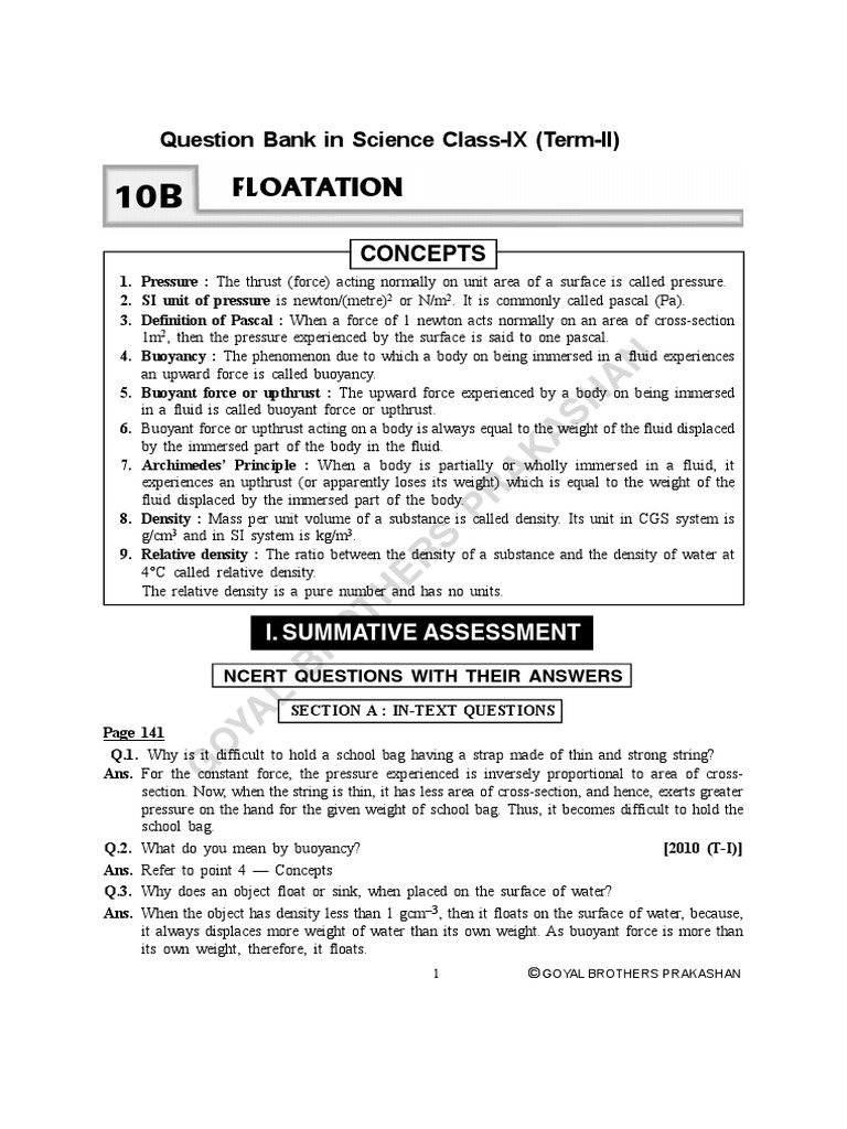 Flotation | PDF | Buoyancy | Density