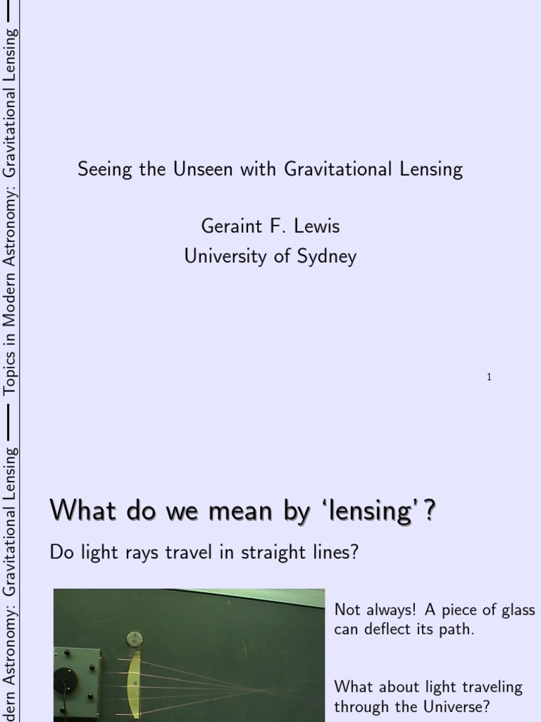 Lecture 10 Gravitational Lensing Pdf Astronomy Dark Matter