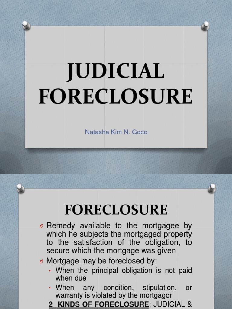 Judicial Foreclosure | PDF | Mortgage Law | Foreclosure