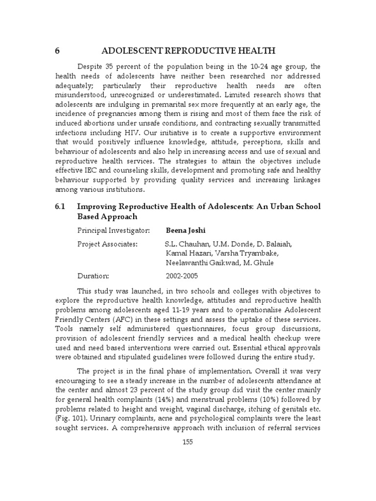 Enhancing Adolescent Reproductive Health | PDF | Reproductive Health ...