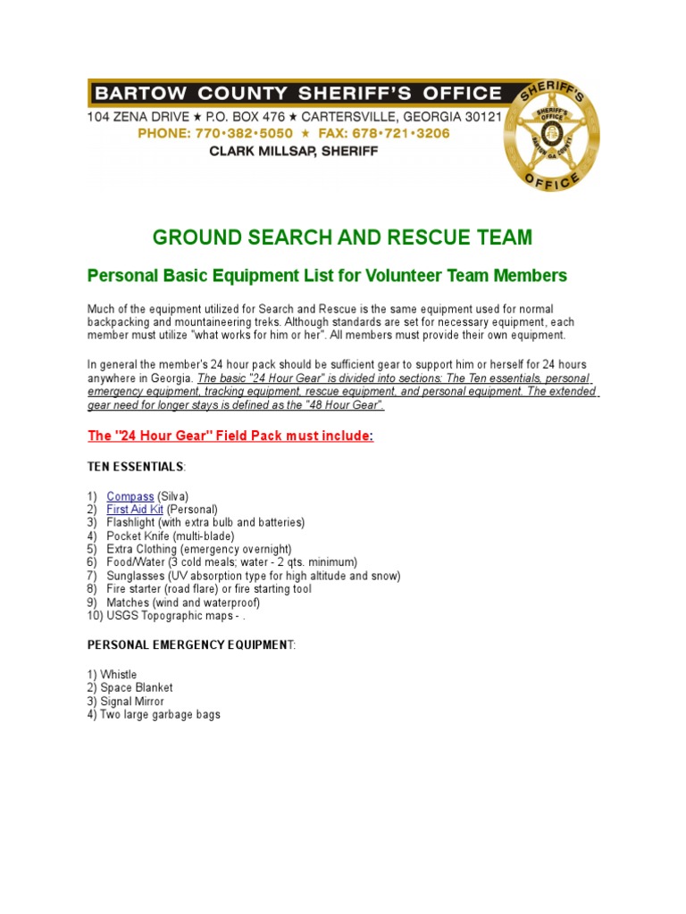 Bsar Gear List | PDF | Consumer Goods | Manufactured Goods