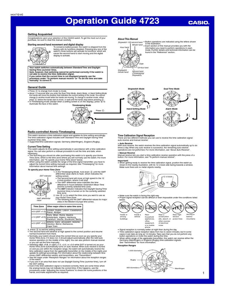 Casio 4723 | PDF | Watch | Daylight Saving Time