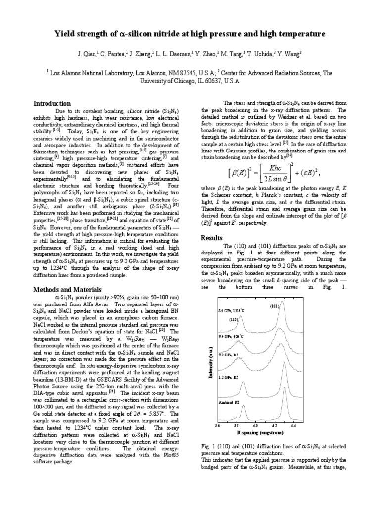 Yield Strength of Silicon Nitride | PDF | Crystallite | Yield (Engineering)