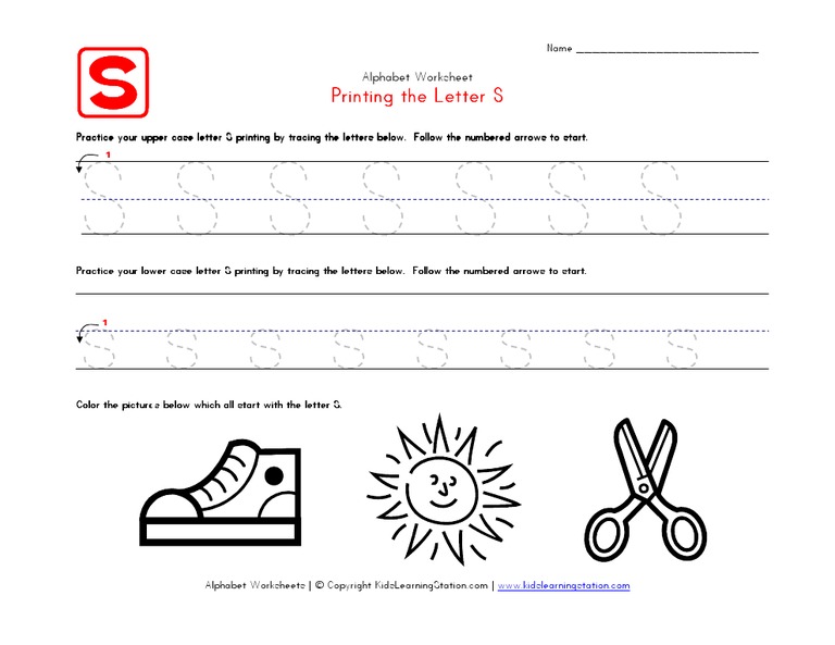 Practice Your Upper Case Letter S Printing by Tracing The | PDF