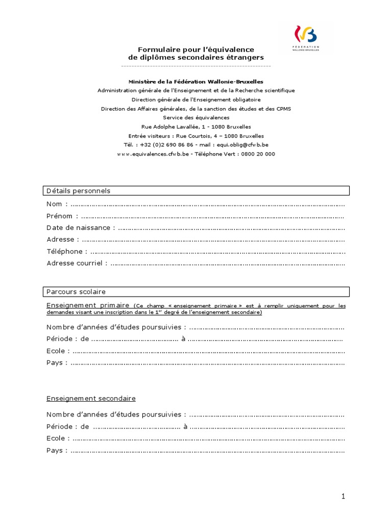 Formulaire de Motivation Demande Equivalence | PDF | Certificat de ...