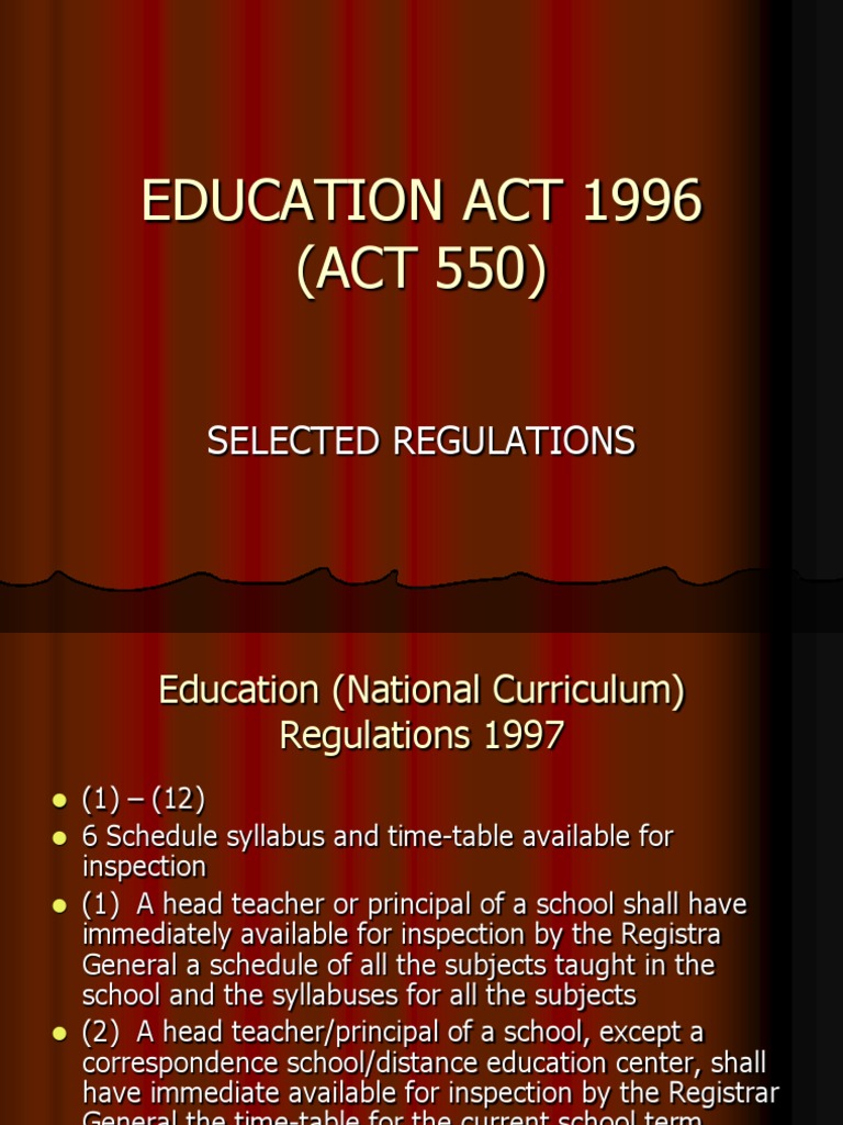 Act 550 Regulations | PDF | Preschool | Birth Certificate