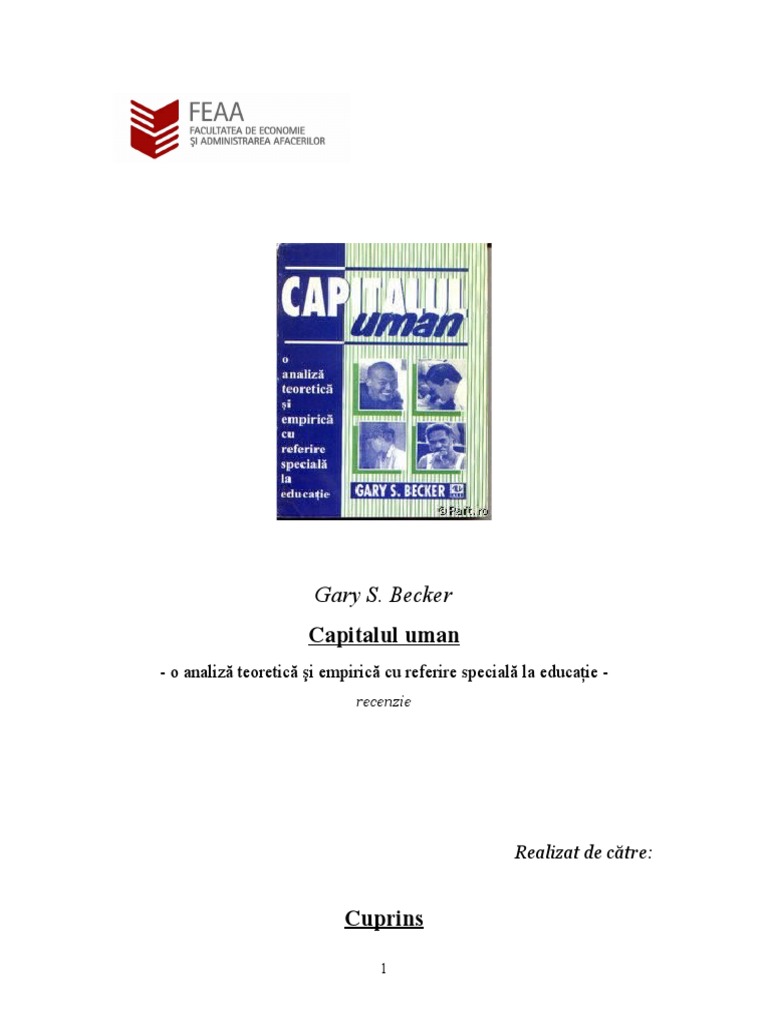 Capitalul Uman Gary Becker | PDF