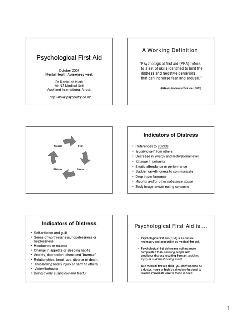 Providing Psychological First Aid: Guidance on Recognizing Distress ...
