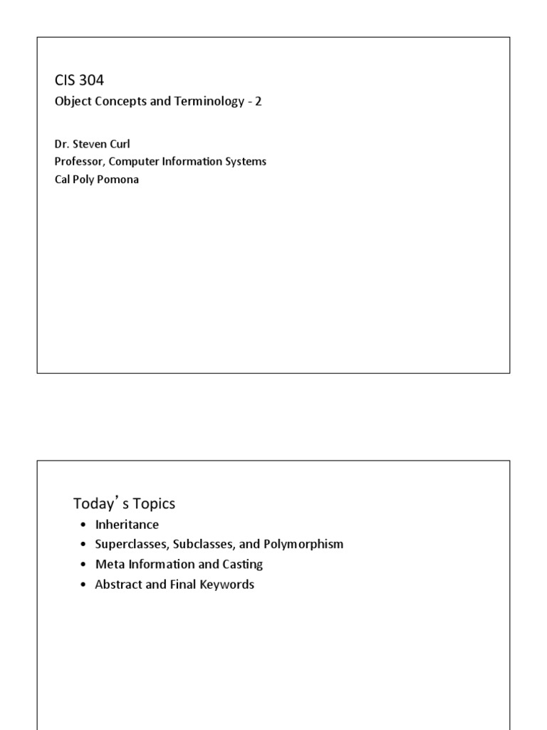 Object Concepts and Terminology-2 | PDF | Inheritance (Object Oriented ...