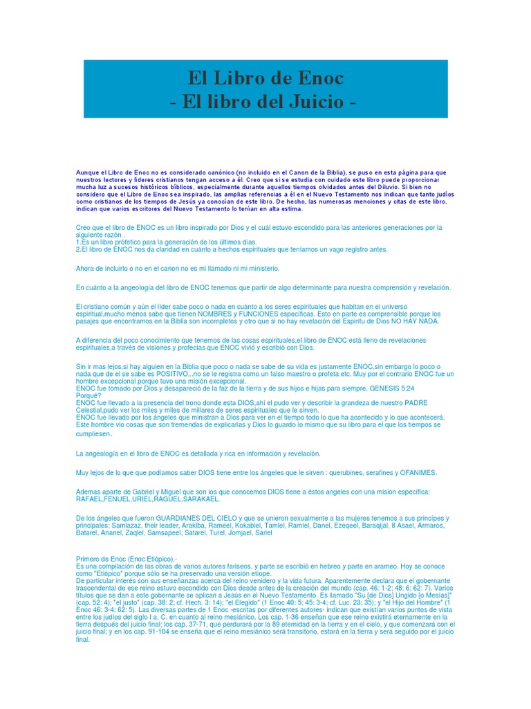 El Libro de Enoc | PDF | Libro de Enoc | Enoc (Ancestro de Noé)
