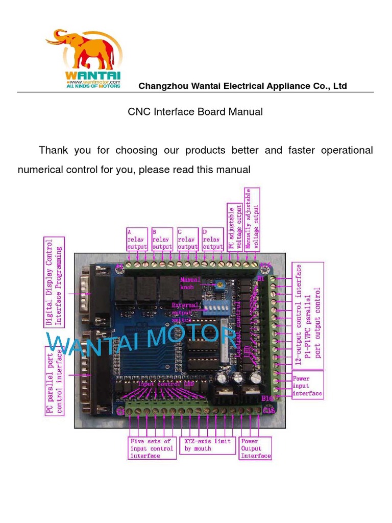 CNC Interface Board Manual Guide | PDF | Teaching Methods & Materials