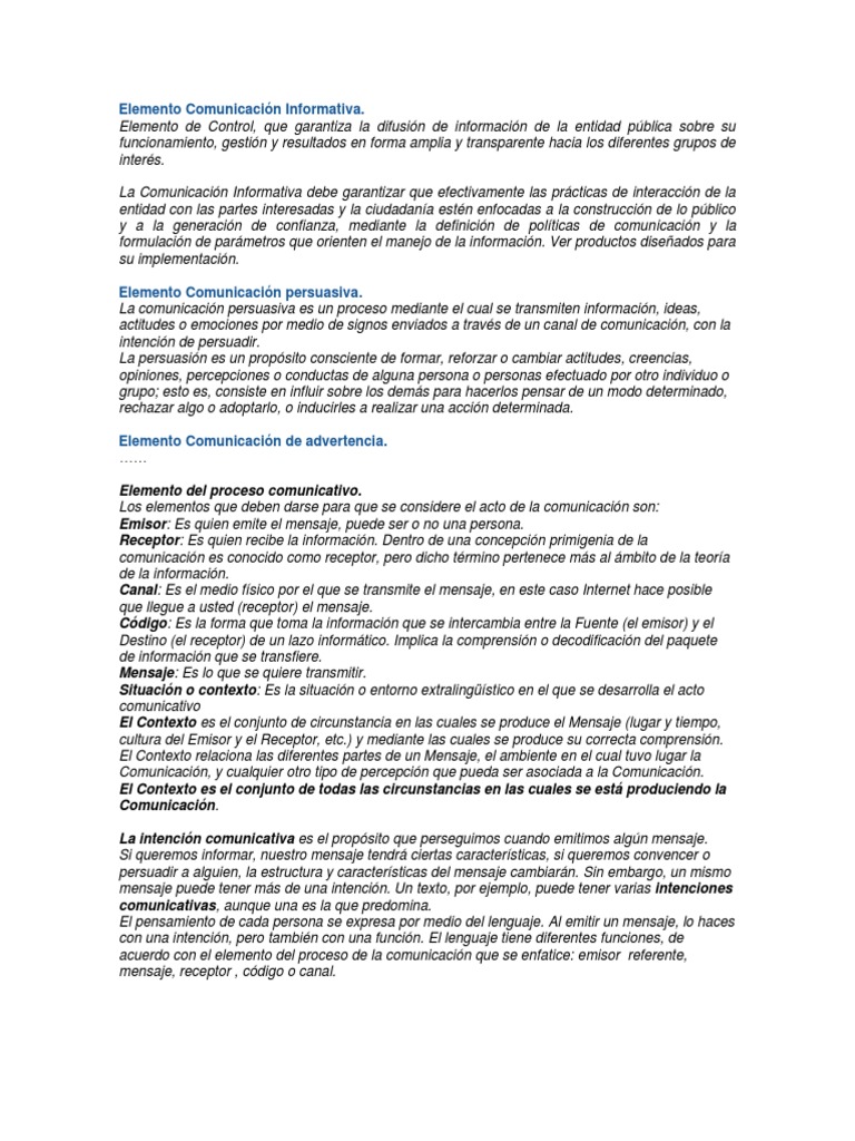 Elemento Comunicación Informativa | PDF | Comunicación | Información