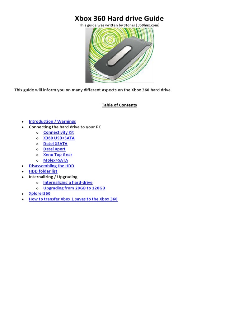 Xbox 360 Hard Drive Guide | PDF | Xbox 360 | Hard Disk Drive