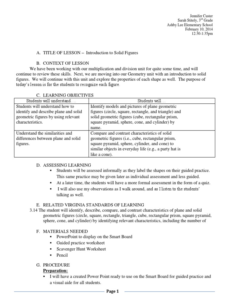 Introduction to Solid Figures Lesson | PDF | Shape | Rectangle