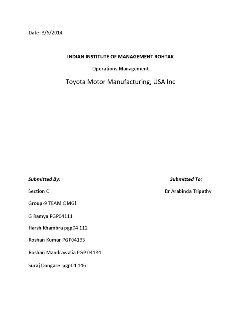 Toyota Case Study | PDF | Production And Manufacturing | Economies