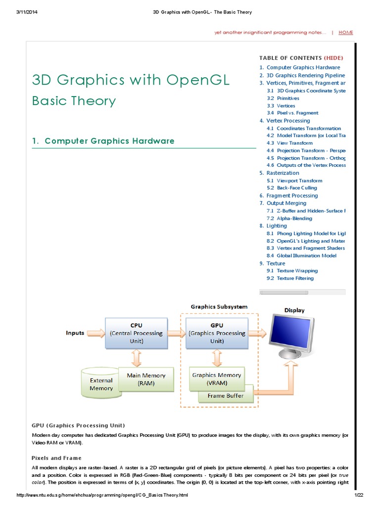 3D Graphics With OpenGL - The Basic Theory | PDF | Shader | Texture Mapping
