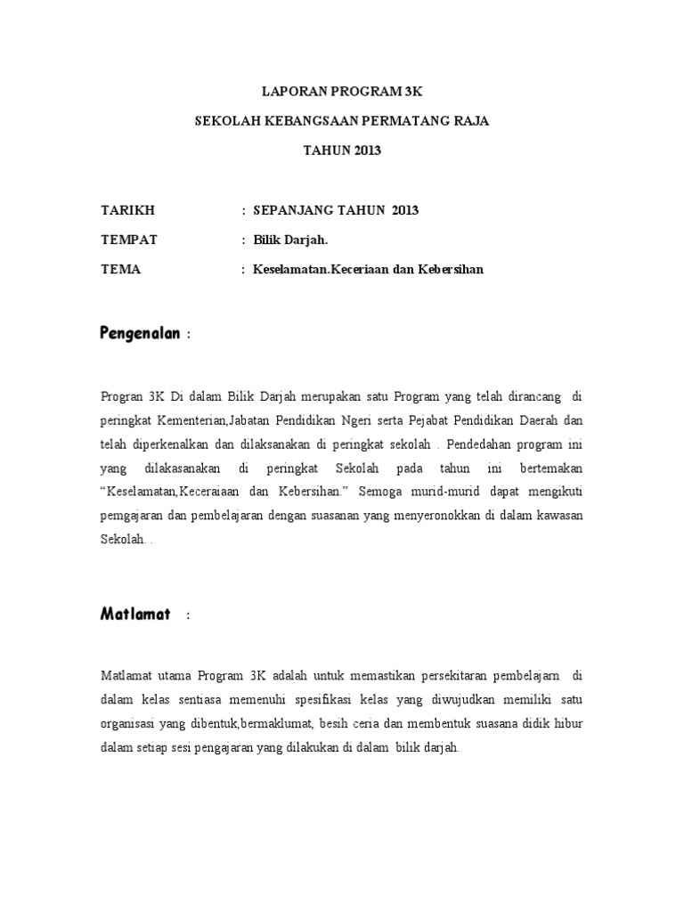 Laporan Program 3k | PDF | Karier & Perkembangan