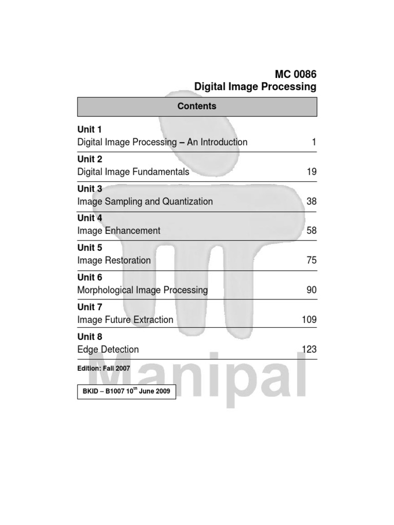 Unit 1: MC 0086 Digital Image Processing | PDF | Wavelet | Imaging