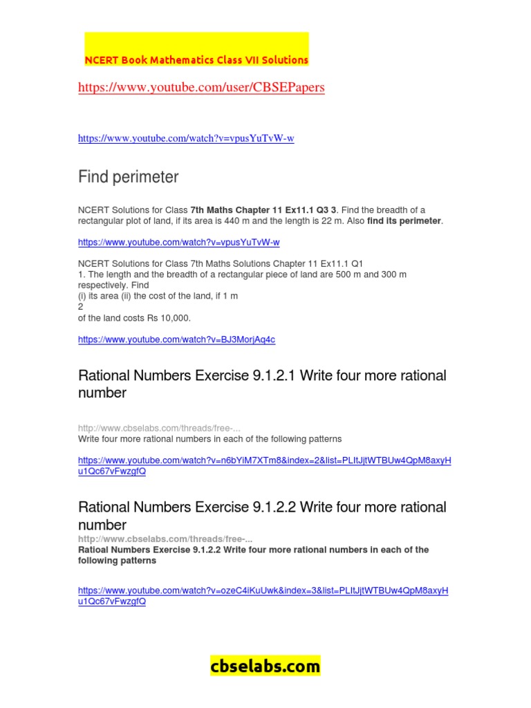Class 7 Maths NCERT Solutions | PDF