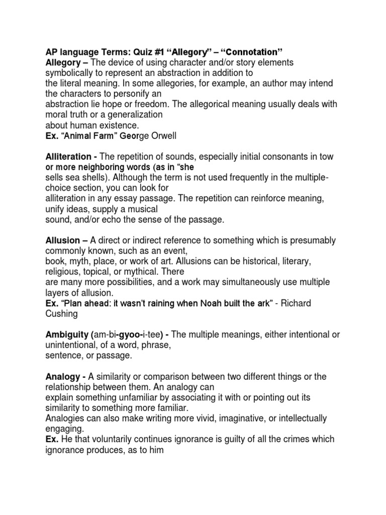 AP Language Terms Quiz 1 | Download Free PDF | Clause | Sentence ...