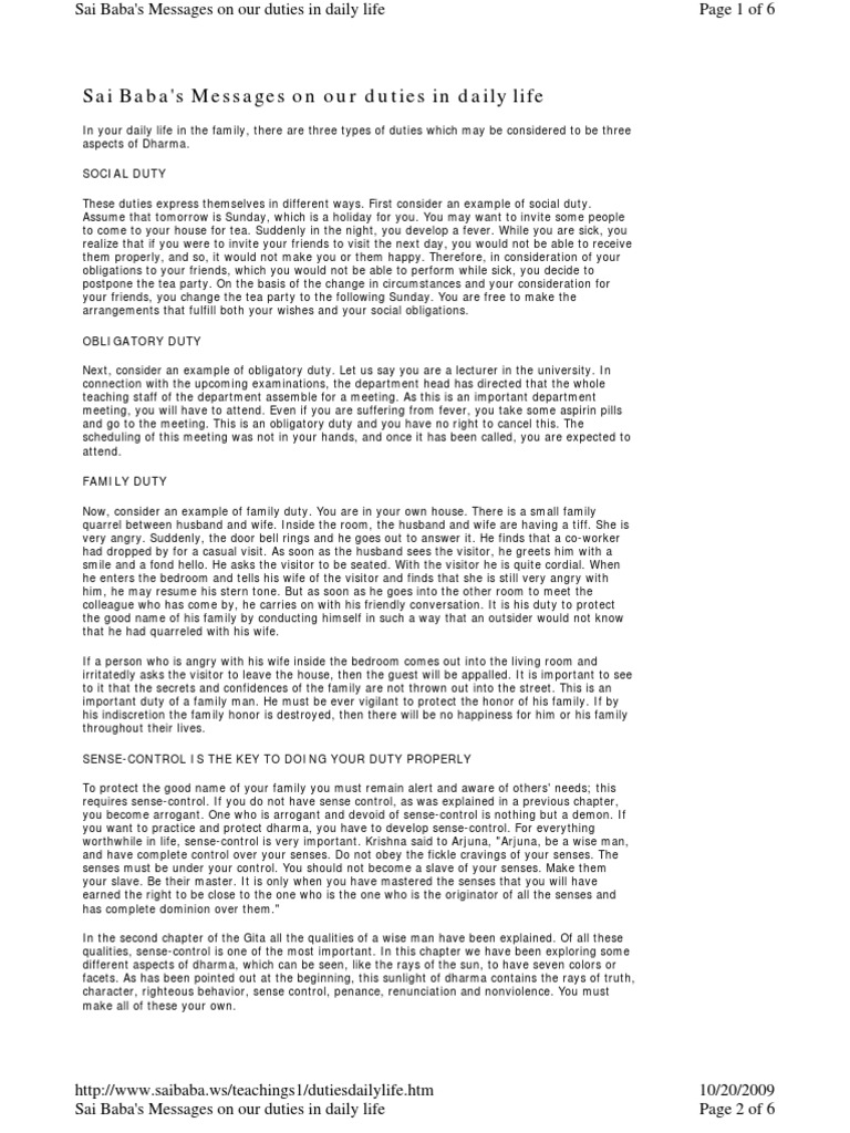 Duties Daily Life | PDF