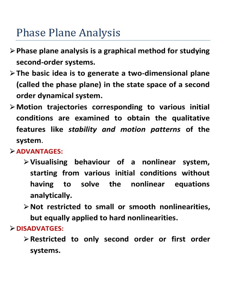 Phase Plane Analysis | PDF | Nonlinear System | Plane (Geometry)