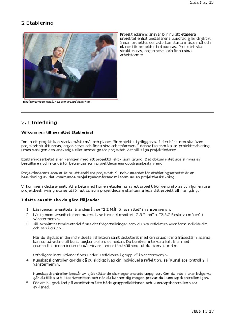 Praktisk Projektledning 2 20061127 | PDF