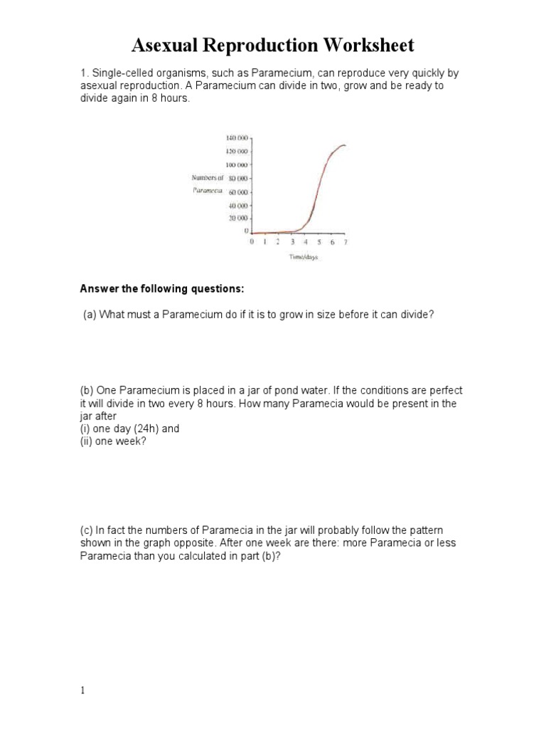 Asexual Reproduction Worksheet | PDF