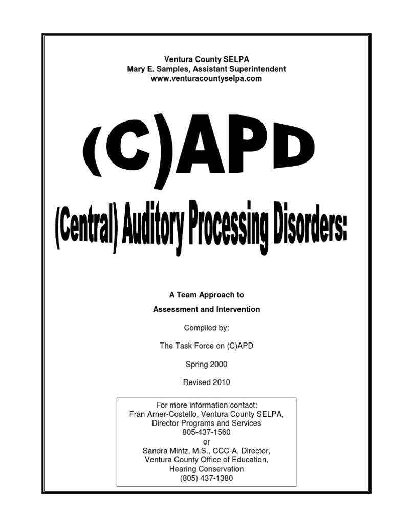 CAPD Manual Rev 8.23.11 | PDF | Learning Disability | Special Education