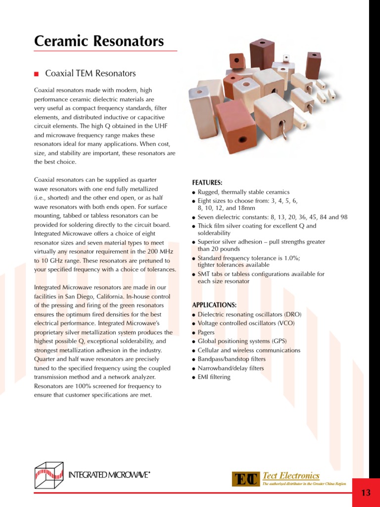 Ceramic Coaxial Resonators Overview | PDF | Microwave | Ceramics