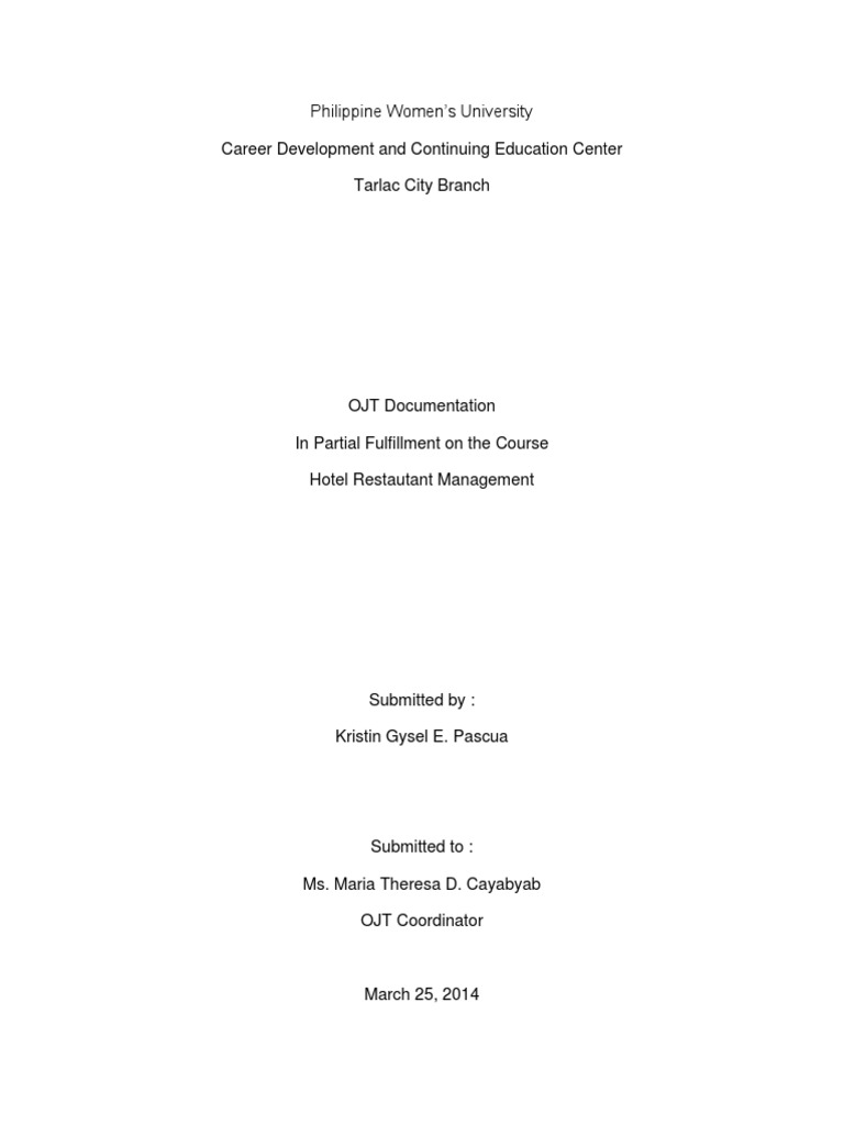 Documentation (Ojt) | PDF | Restaurants | Waiting Staff