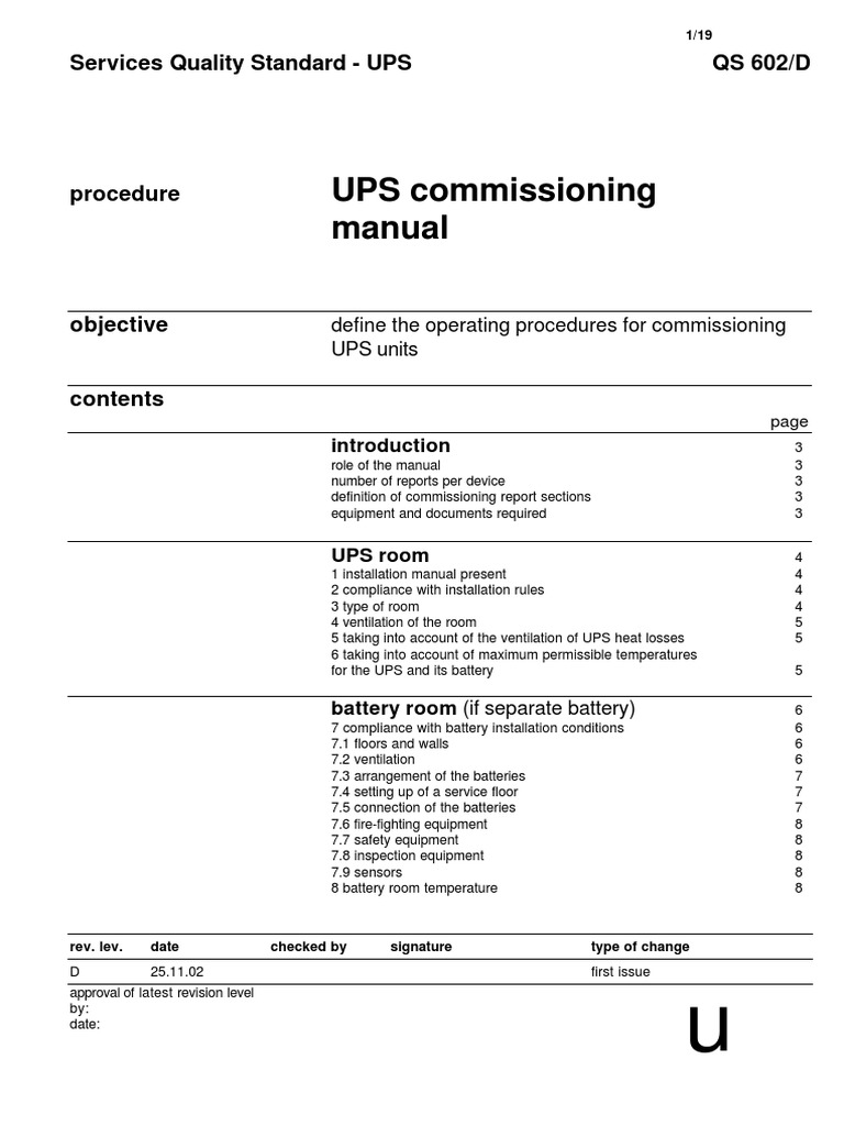 UPS Commissioning Procedures Manual | PDF | Alternating Current ...