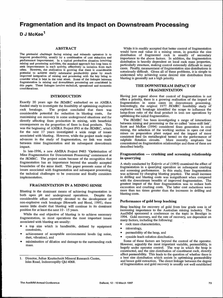Fragmentation and Its Impact On Downstream Processing | PDF | Mill ...