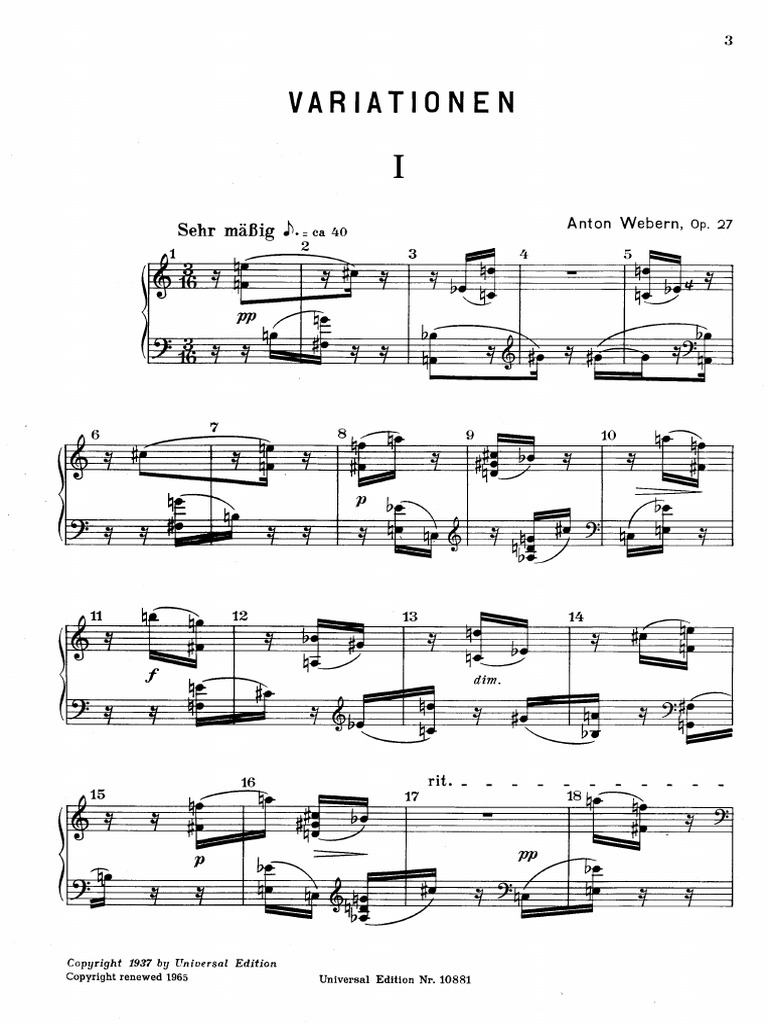 Anton Webern - Variations Op. 27 | PDF